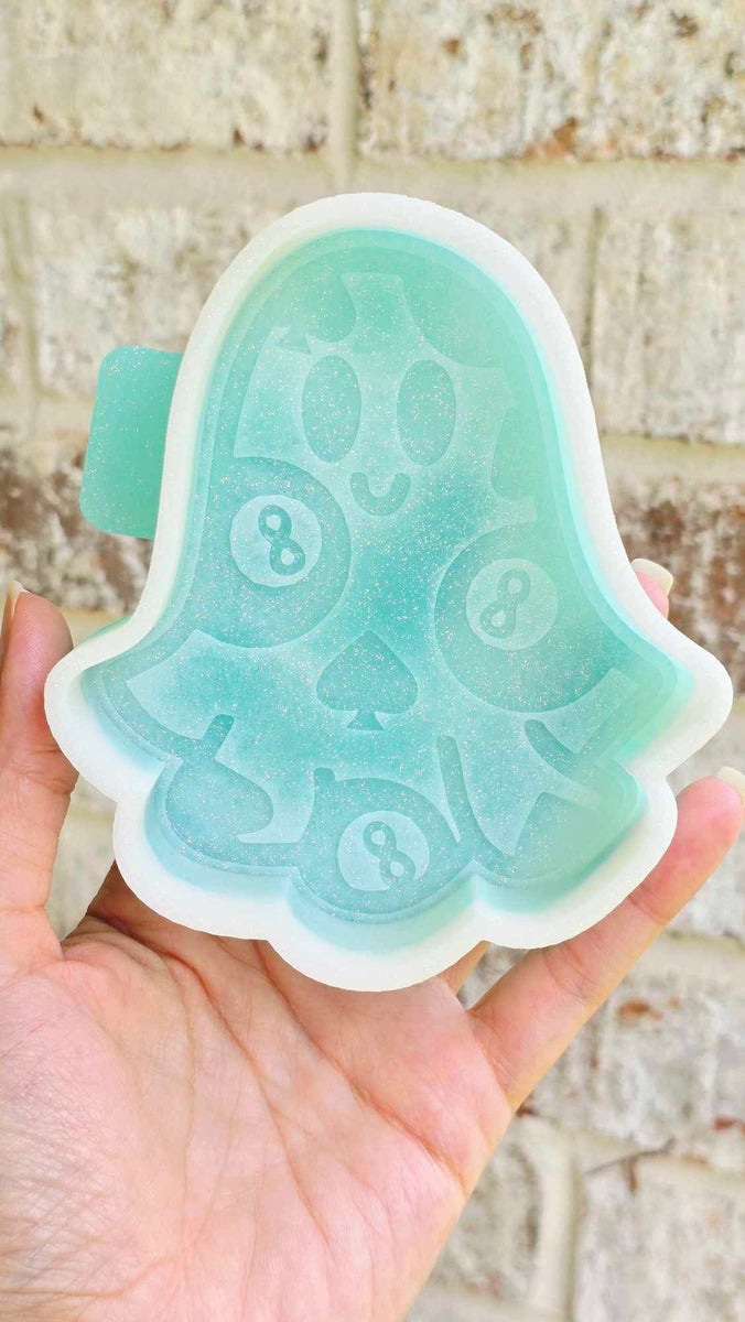 Silicone Mold: 8 Ball Ghost w/Spades – Glitzy Glitter Express